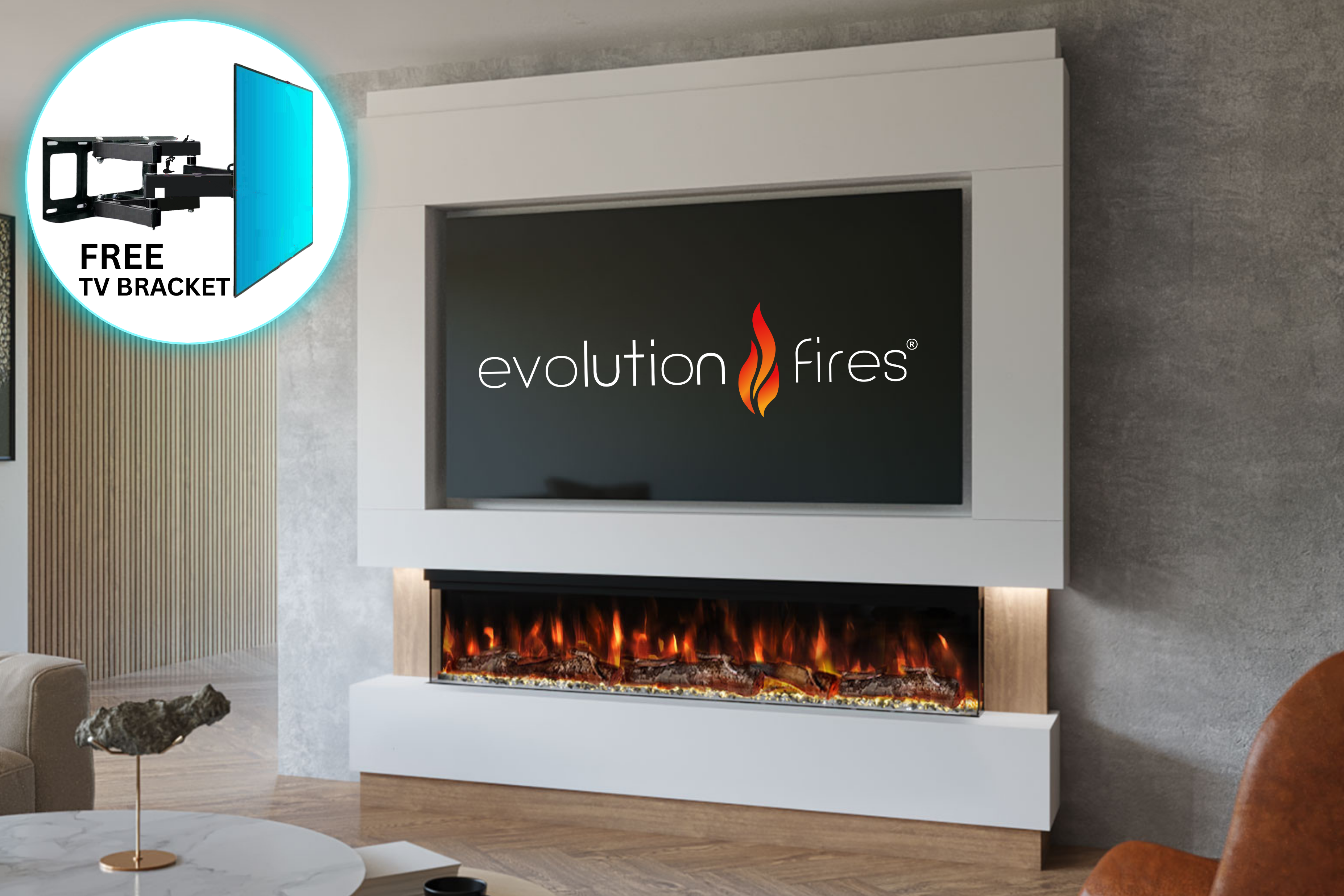 Pre-Built Media Wall Package 13 by Evolution Fires – Pre-Built Media Walls